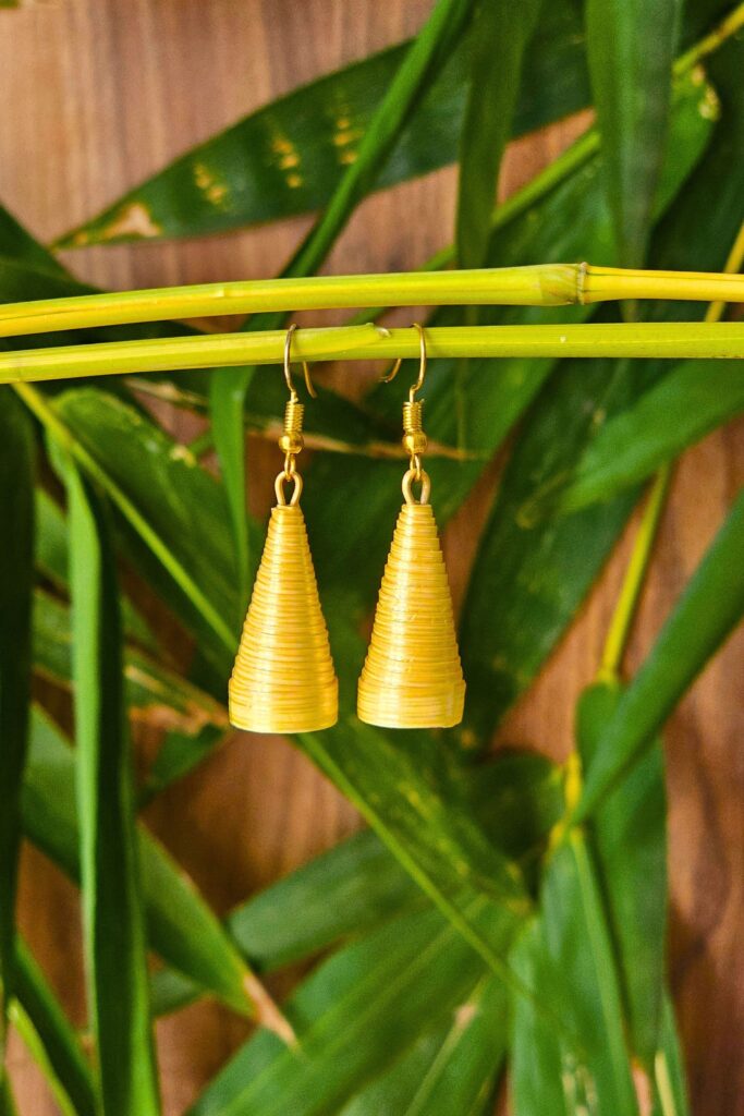 Bamboo Bell – Handcrafted Cone Drop Earrings - Arteriors | Modern ...